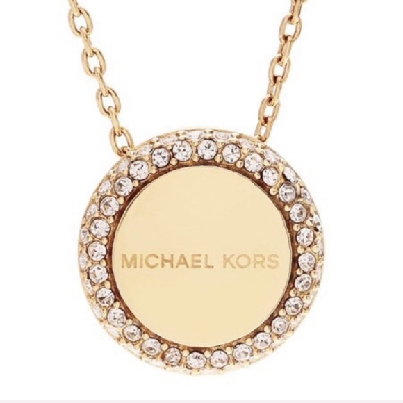 Michael Kors | Jewelry | Nwt Authentic Mk Gold Tone Pave Logo Disc ...